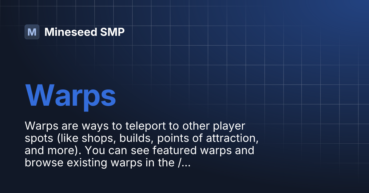 Warps | Mineseed SMP